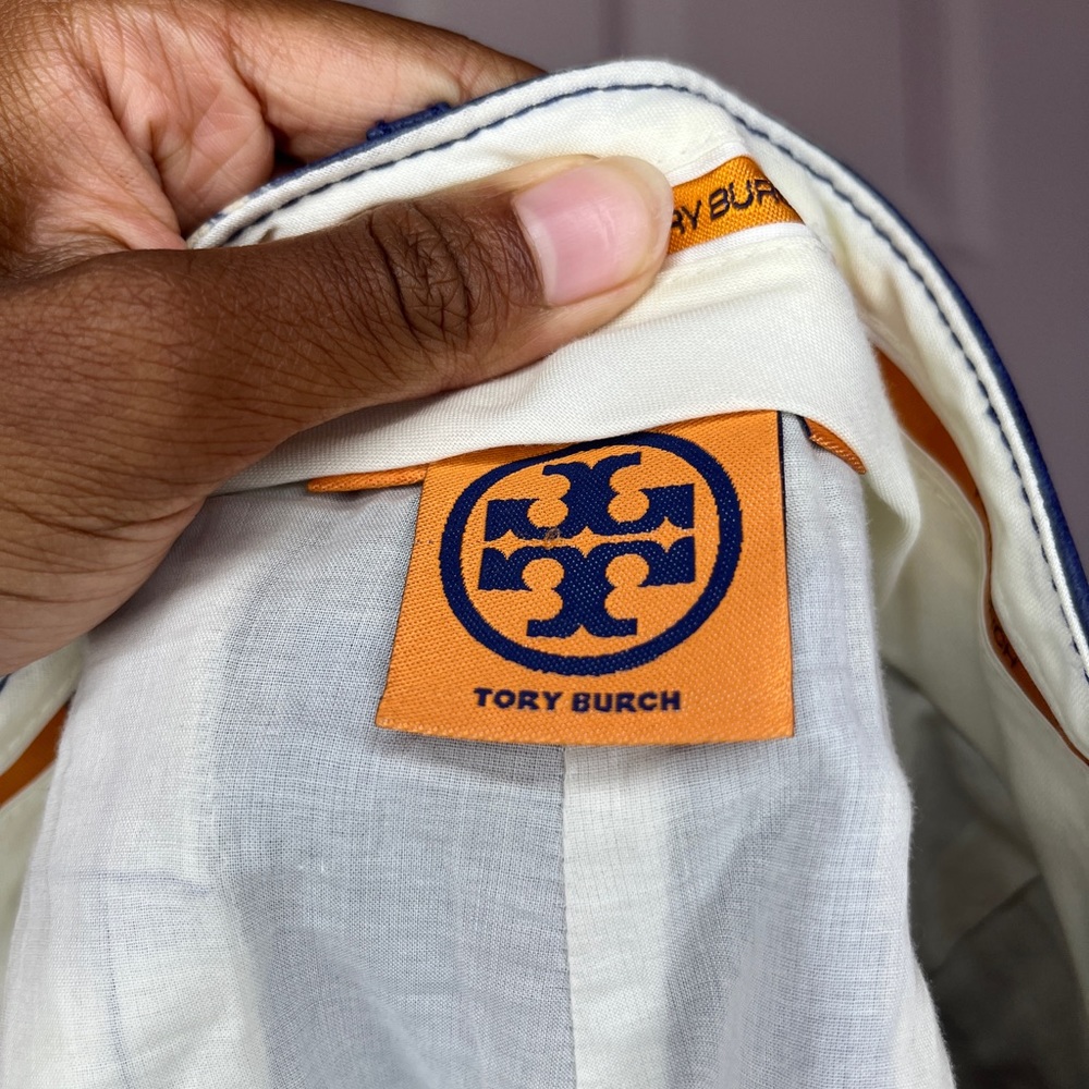 Rare Tory Burch Navy And Tan Low Rise Shorts - Gem